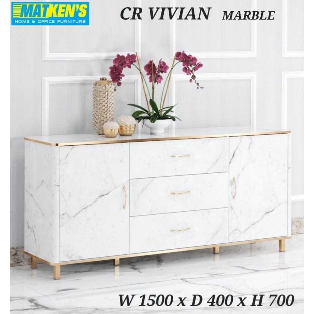 Jual Meja Tv Buffet CR VIVIAN Motif Marble/Solid White Buffet Minimalis ...
