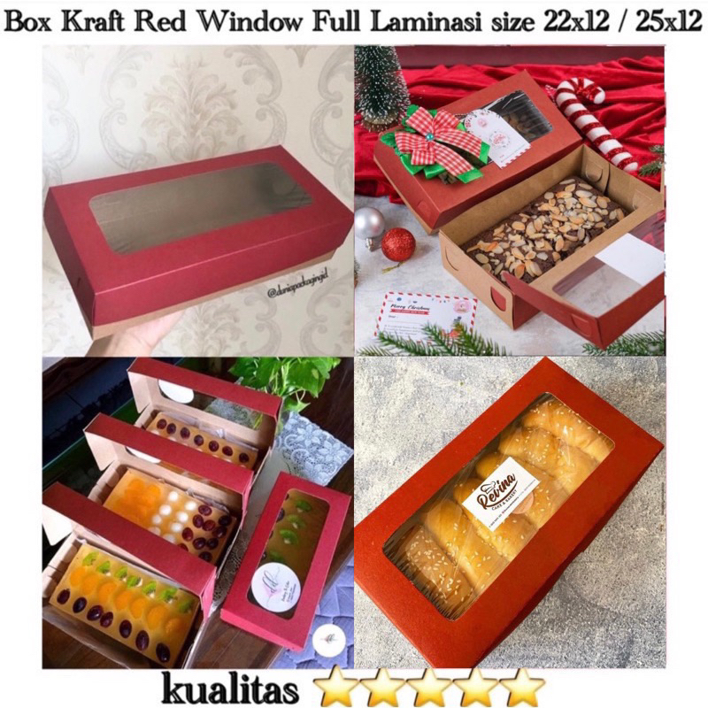 Jual Kotak Kue 25x12 / 22x10 Kotak kue Merah Jendela Cake Box brownies ...