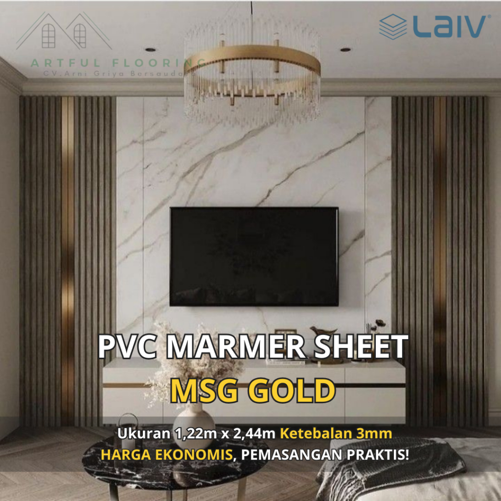 Jual PVC Marmer / UPVC Marble Sheet MSG GOLD Hiasan Dinding 1,22m x 2 ...