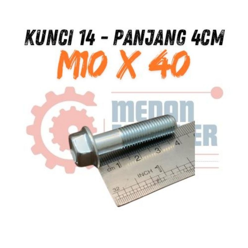 Jual Flange bolt M10x40 baut 14 flange bolt putih baut shock / Flange Bolt M10x40 kunci 14 ...