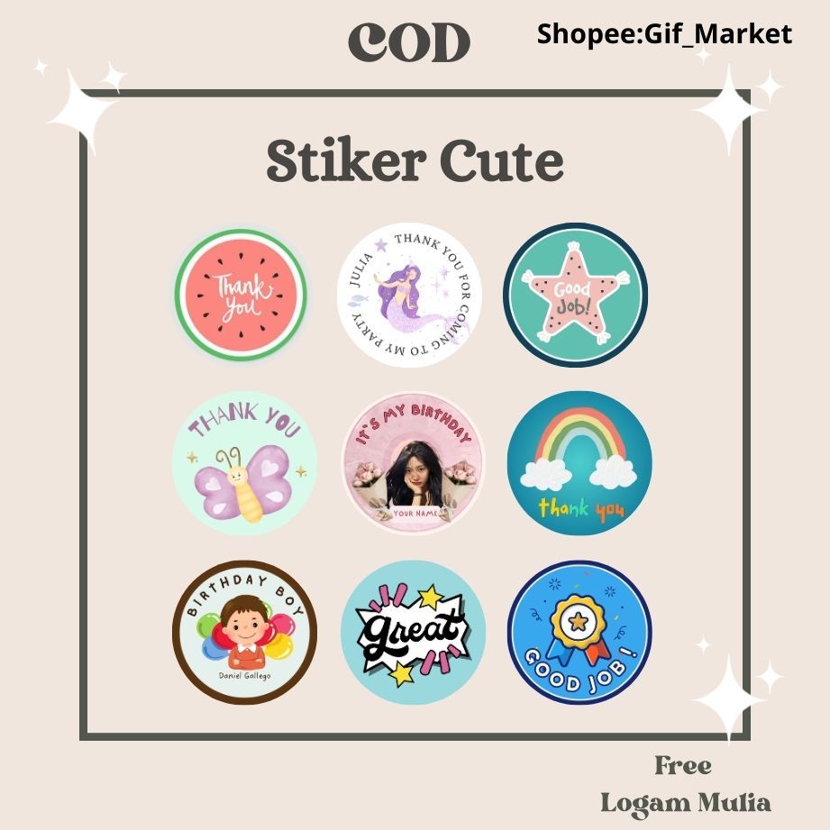 Jual Sticker bulat | Cod | Free Ongkir | Custom | lucu | minuman ...
