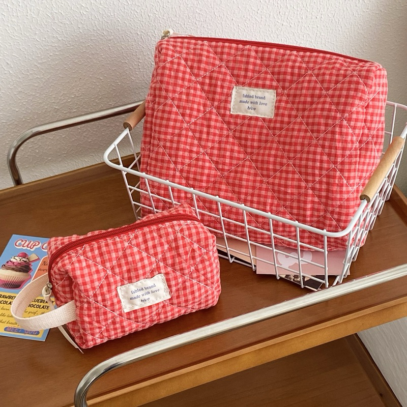 Jual Cherry red pouch makeup korea / traveling pouch lucu serbaguna ...