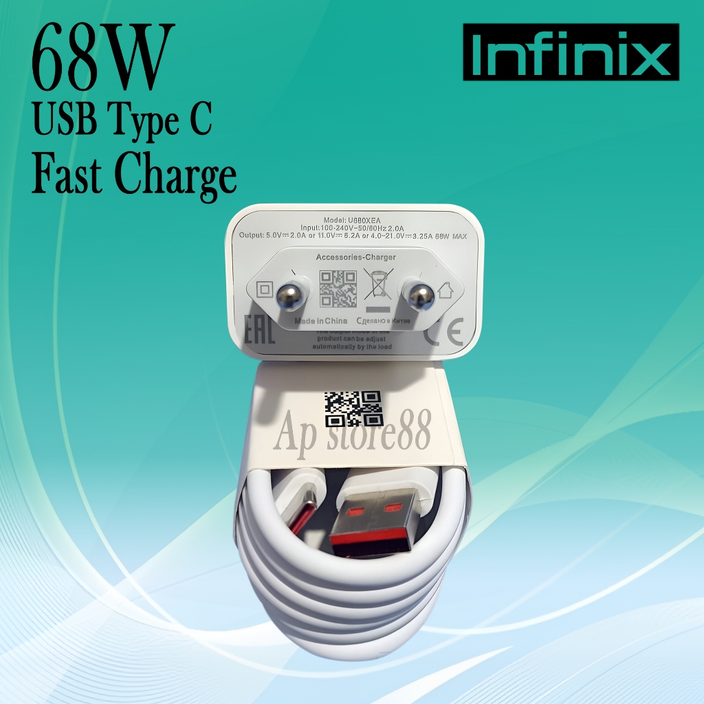 Jual Charger Casan Cas Infinix Super Charge 68 Watt USB Type C | Shopee ...