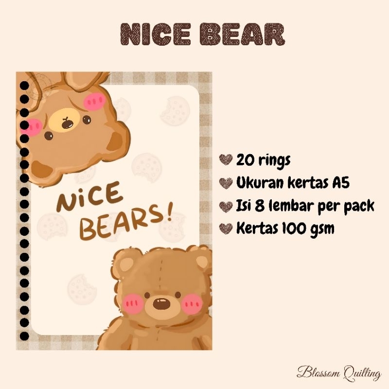 Jual Kertas Binder A5 / Loose Leaf A5 - Nice Bear (New with Cover ...