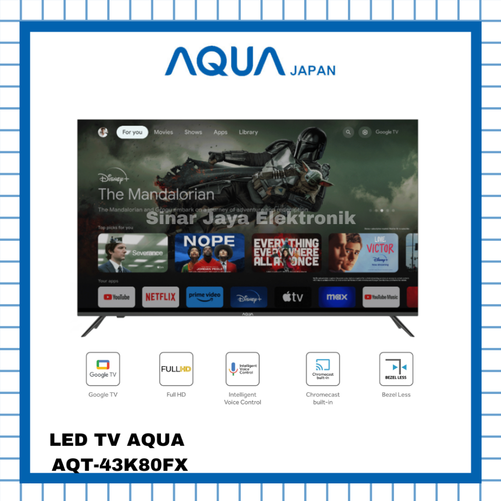 Jual LED TV AQUA 43 INCH AQT-43K80FX FULL HD GOOGLE TV | Shopee Indonesia
