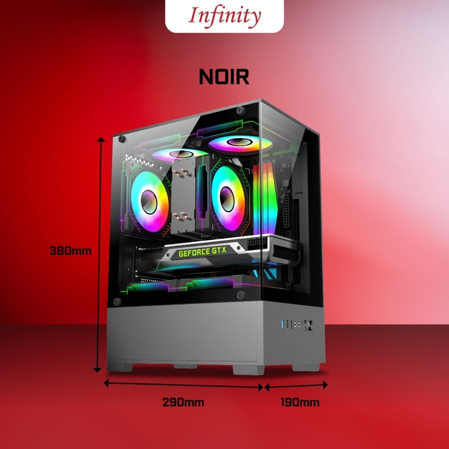 Jual Infinity NOIR Tempered Glass M-ATX Gaming Case | Shopee Indonesia