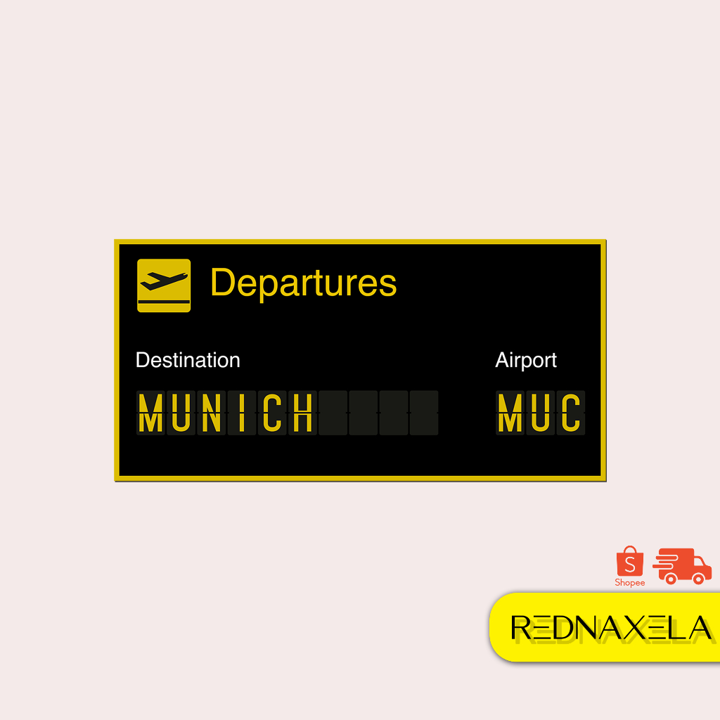Jual Stiker Vinyl Airport Sign MUC Munich Departures Stiker Koper ...