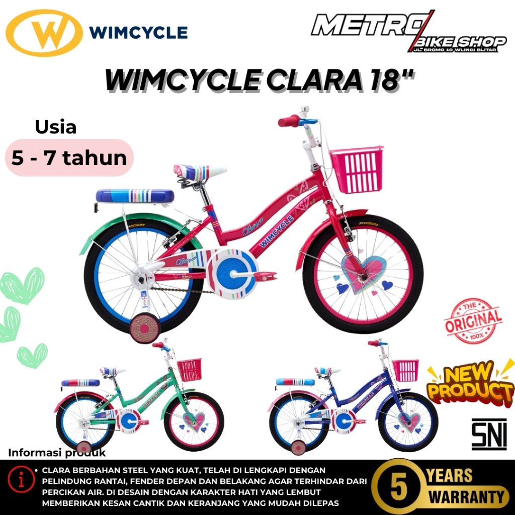 Jual Sepeda anak Wimcycle Clara 18 inch Sepeda anak perempuan Sepeda ...