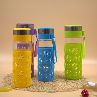 Jual Botol Minum Kaca Lapis Karet Motif Lucu Tumbler Kaca Botol Minum ...
