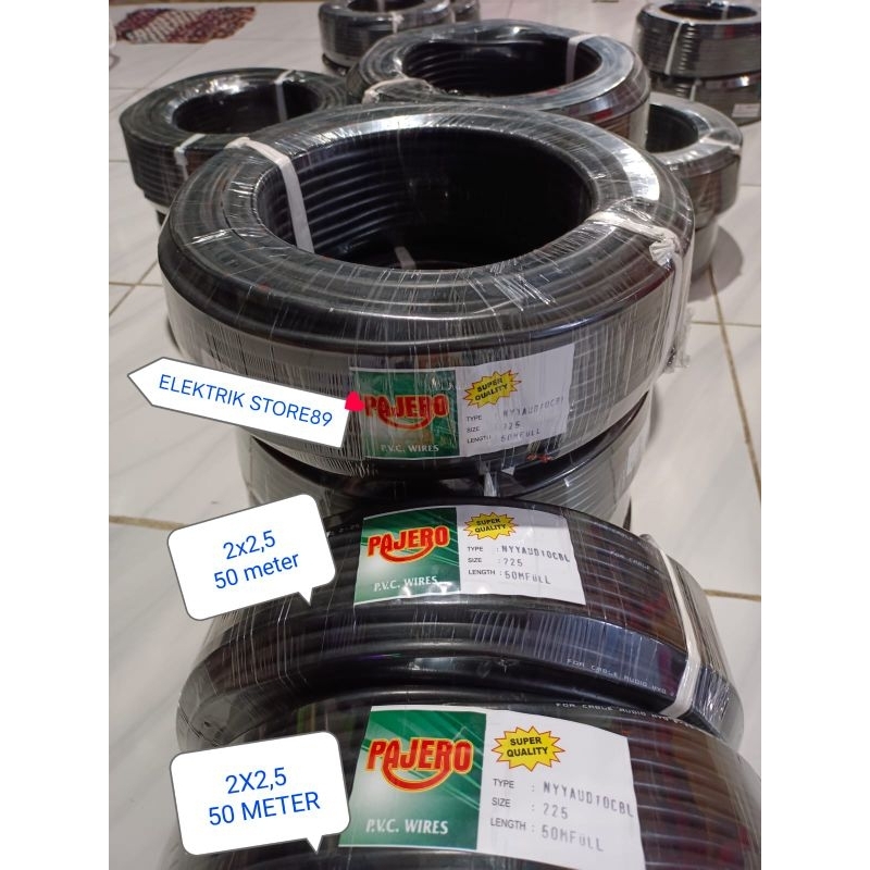 Jual kabel listrik dan audio Pajero 2X2.5 (50meter) hitam isi 2 serabut ...