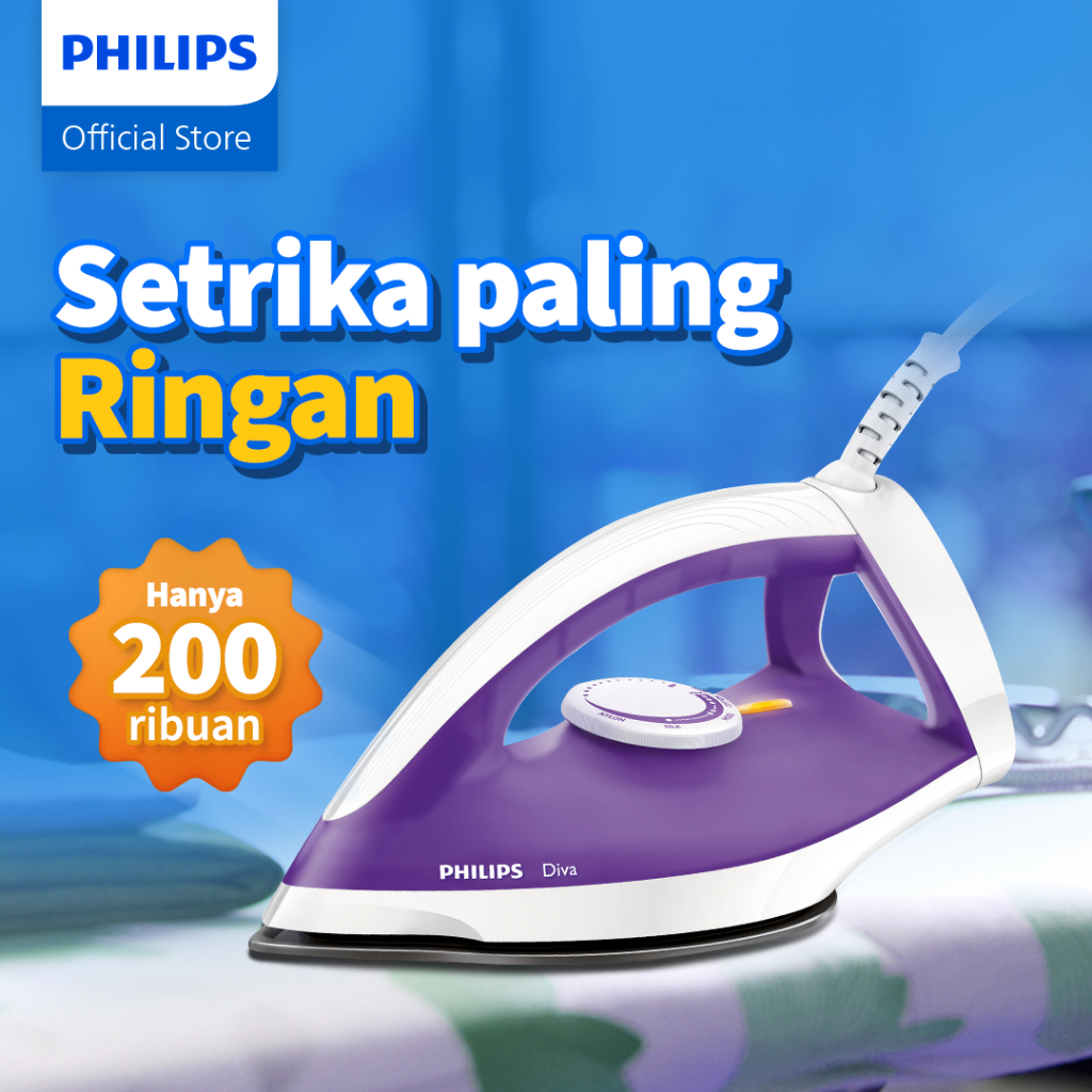 Jual Philips Diva Dry Iron GC122/37 350W Ungu | Shopee Indonesia
