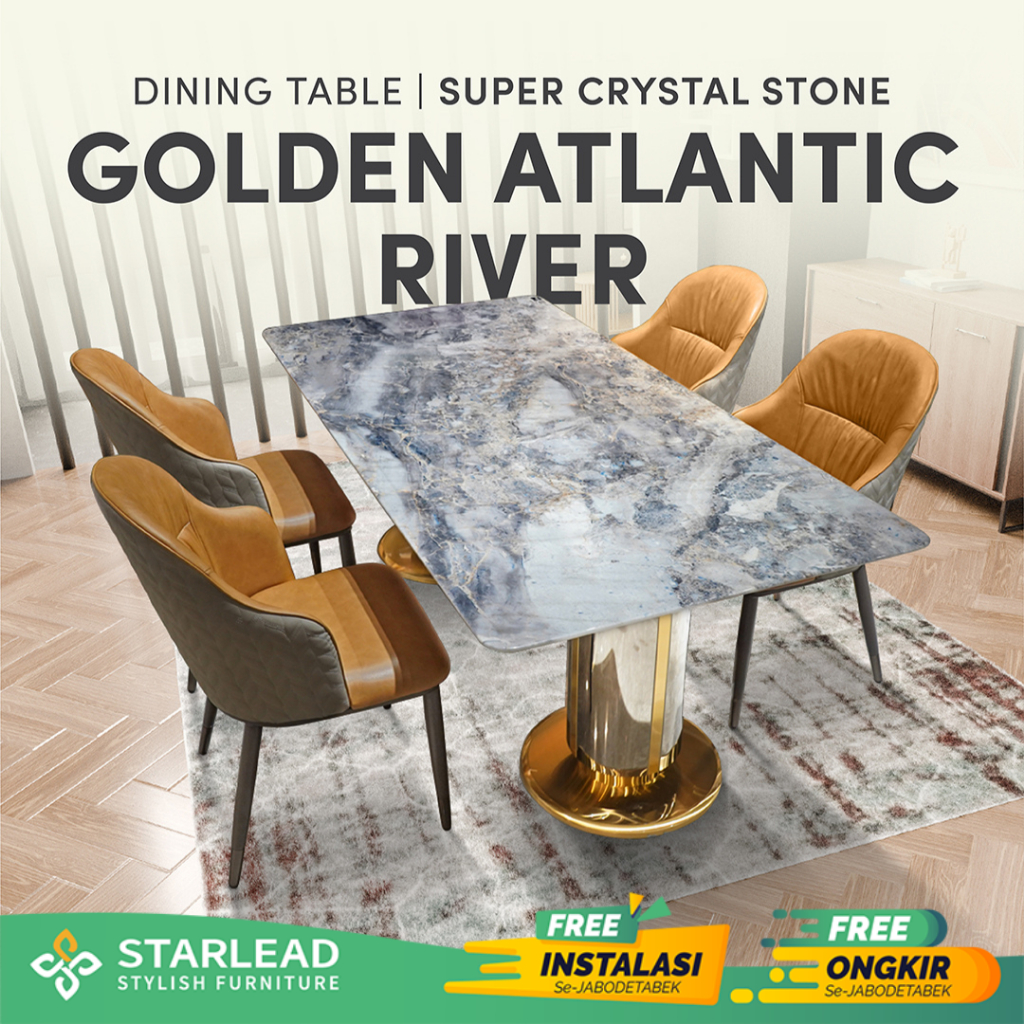 Jual STARLEAD Set Meja Makan Super Crystal - Golden Atlantic River ...