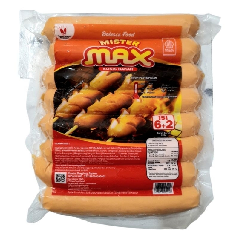 Jual Mister Max Sosis Bakar Ayam Jumbo 500g isi 8 pcs | Shopee Indonesia