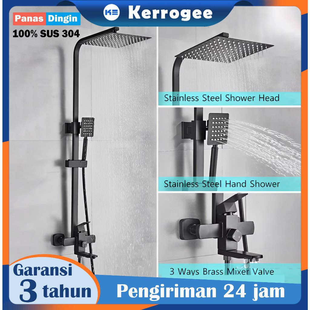 Jual Satu Set Shower Kamar Mandi Full Set 304 Panas Dingin Persegi ...