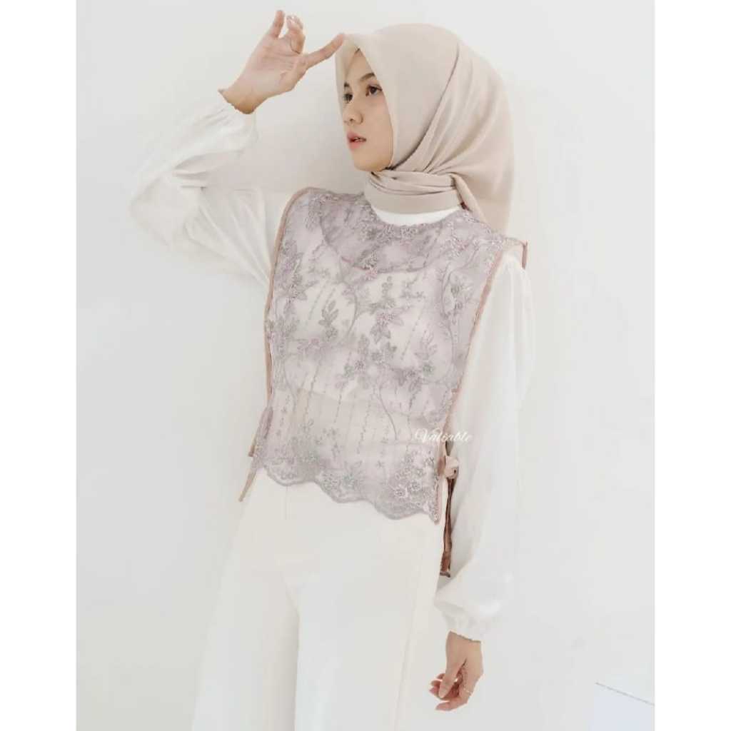 Jual Terbaru Outer Brokat Rompi Tali Samping Vest Rompi Brukat Lace ...