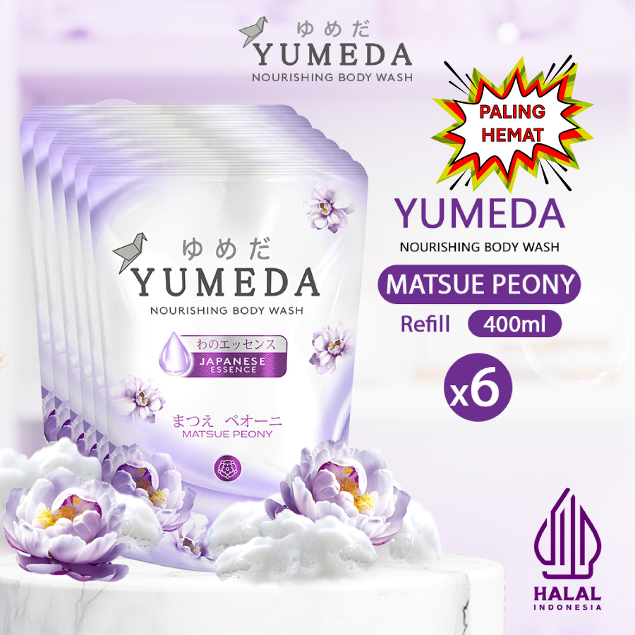 Jual YUMEDA Nourishing Body Wash Matsue Peony Pouch 400mL (6 pcs ...