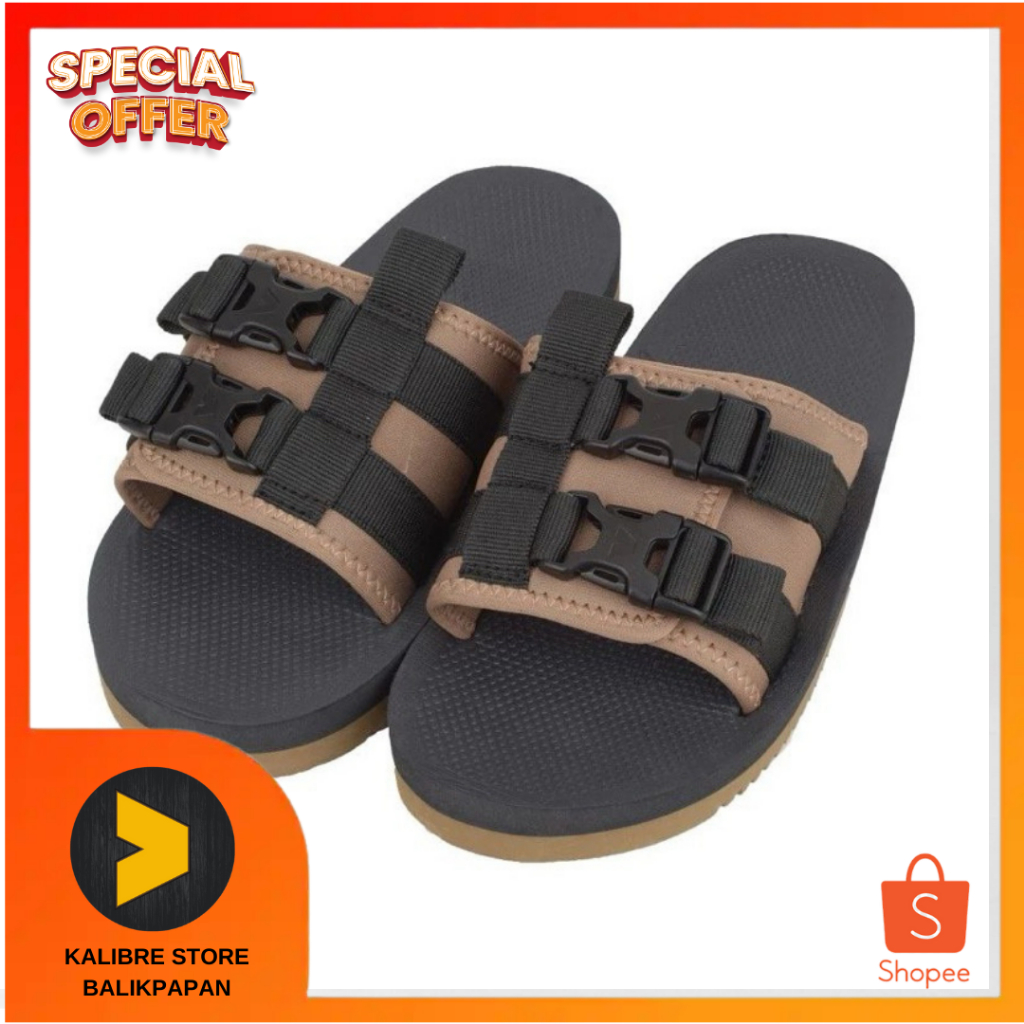 Jual KALIBRE SANDAL SLOP RIDGE BLACK-CREAM ART.960063 | Shopee Indonesia