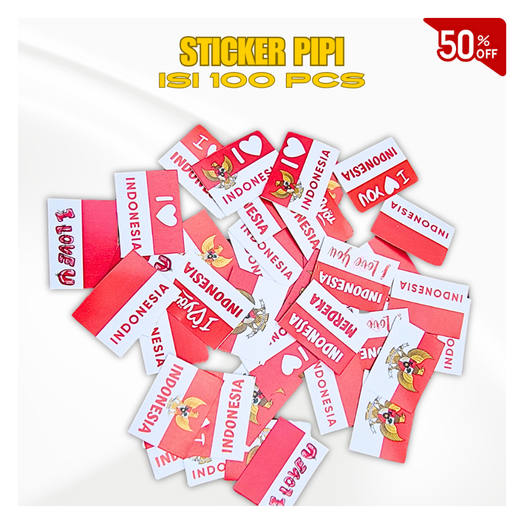 Jual Stiker Merah putih 100 PCS | Stiker Pipi Motif Bendera Stiker ...