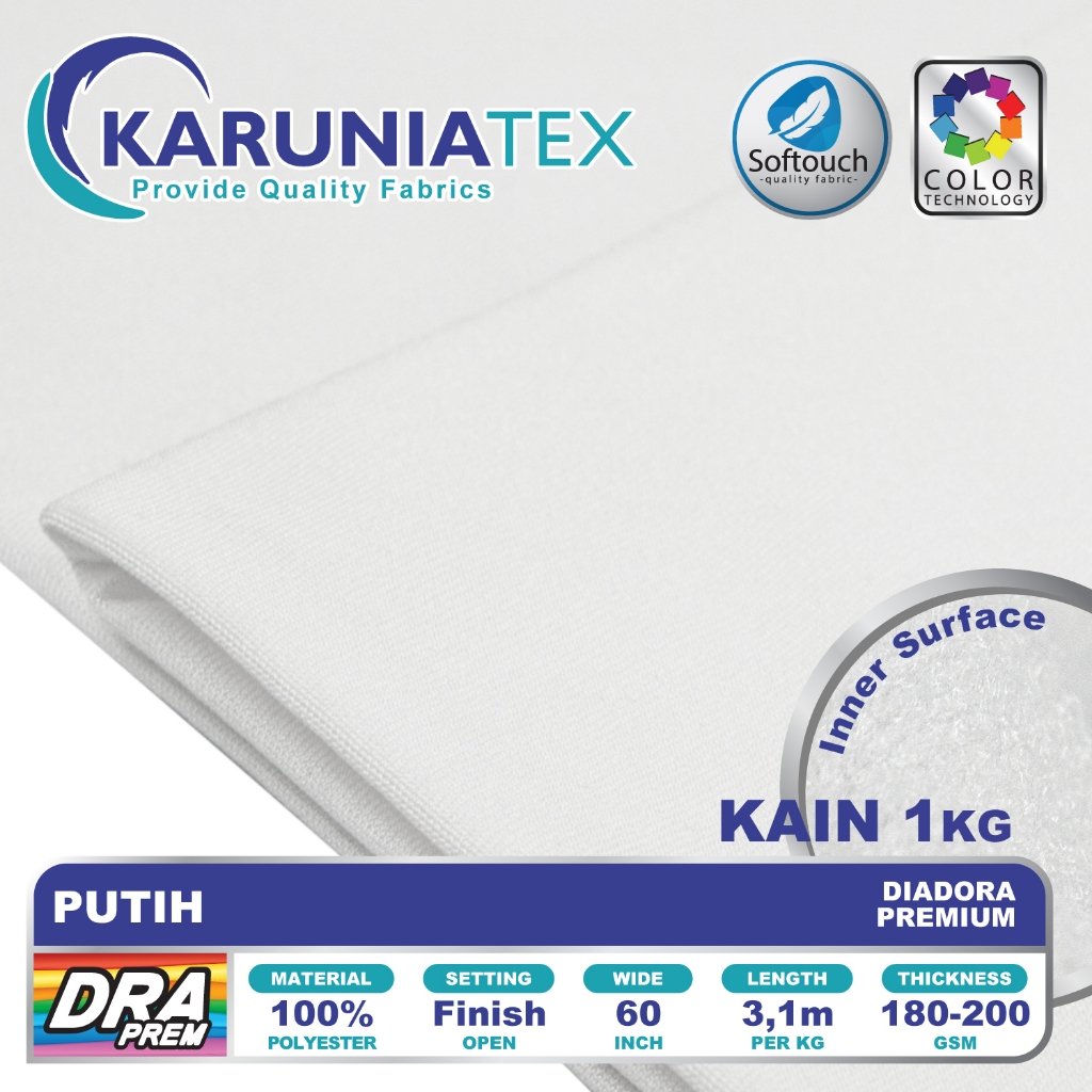 Jual Kain Diadora Premium Kiloan | Putih | Karunia Textile | Shopee ...