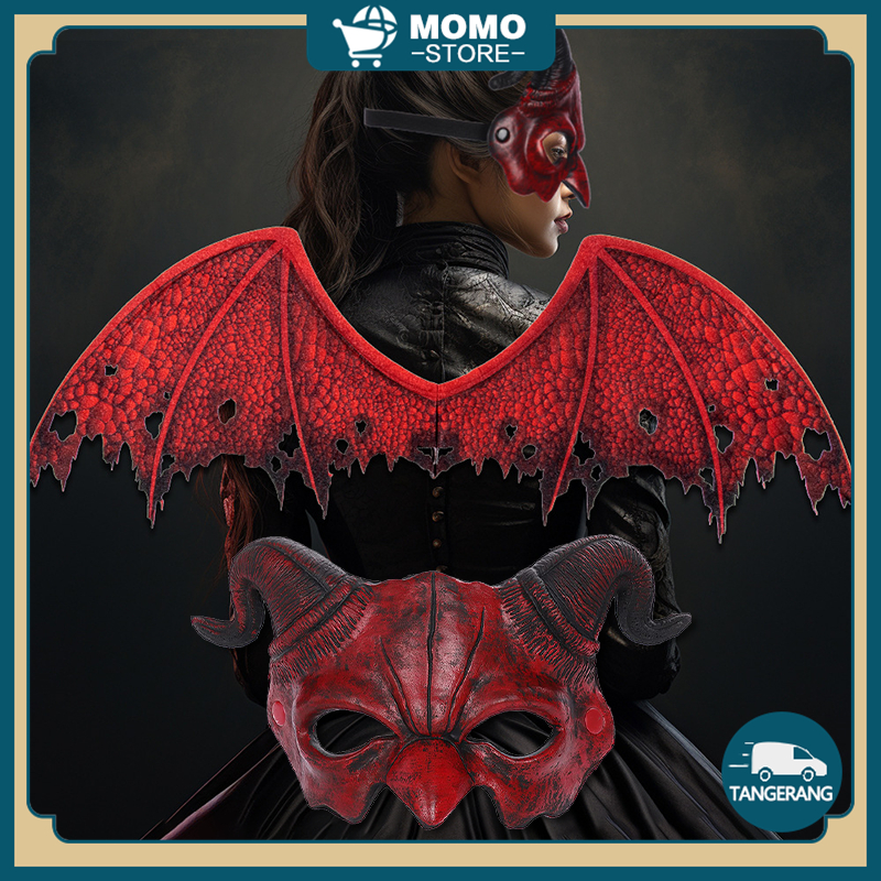 Jual Devil Mask PU Devil Wing Kain Topeng Setengah Wajah Topeng Iblis ...
