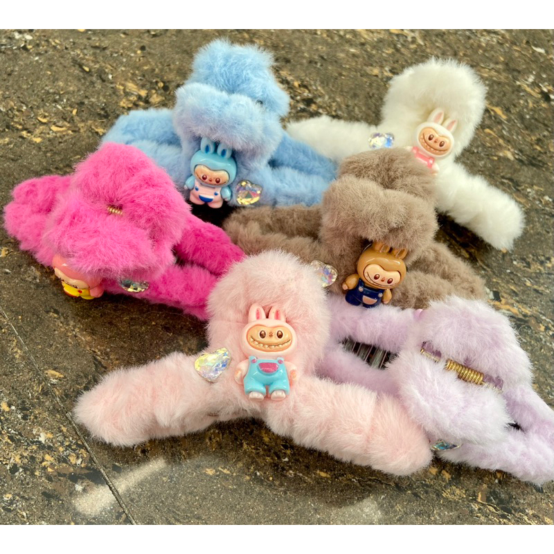 Jual Jepit Rambut Labubu Jedai Wanita Korea Model Berbulu Labubu Halus ...