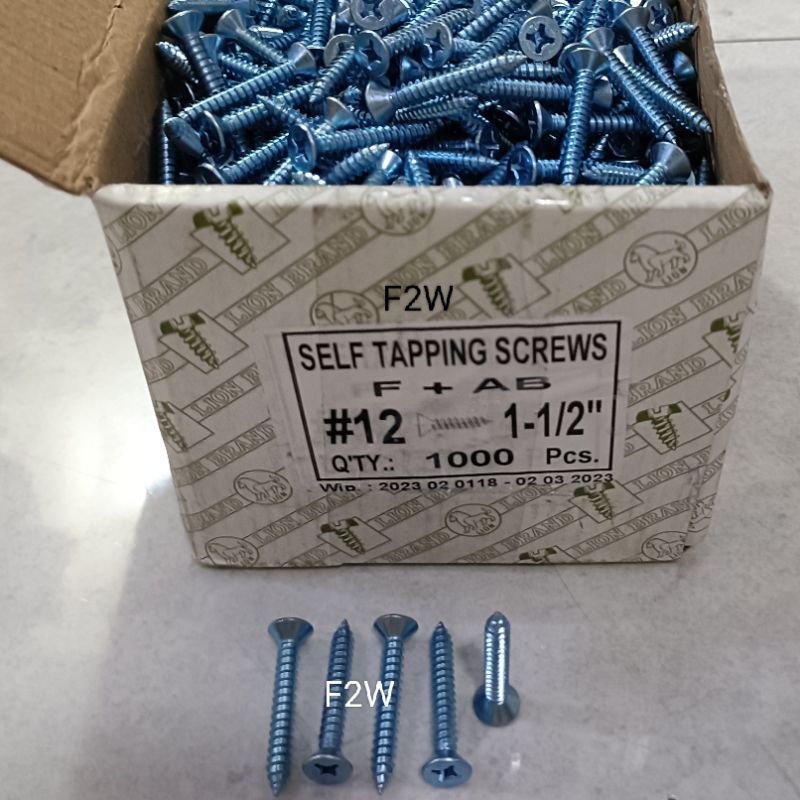 Jual FH (+) 12X1-1/2" SEKRUP TAPPING FAB 12X1-1/2" MOON LION SKRUP PUTIH FH (+) KEPALA RATA 4CM ...