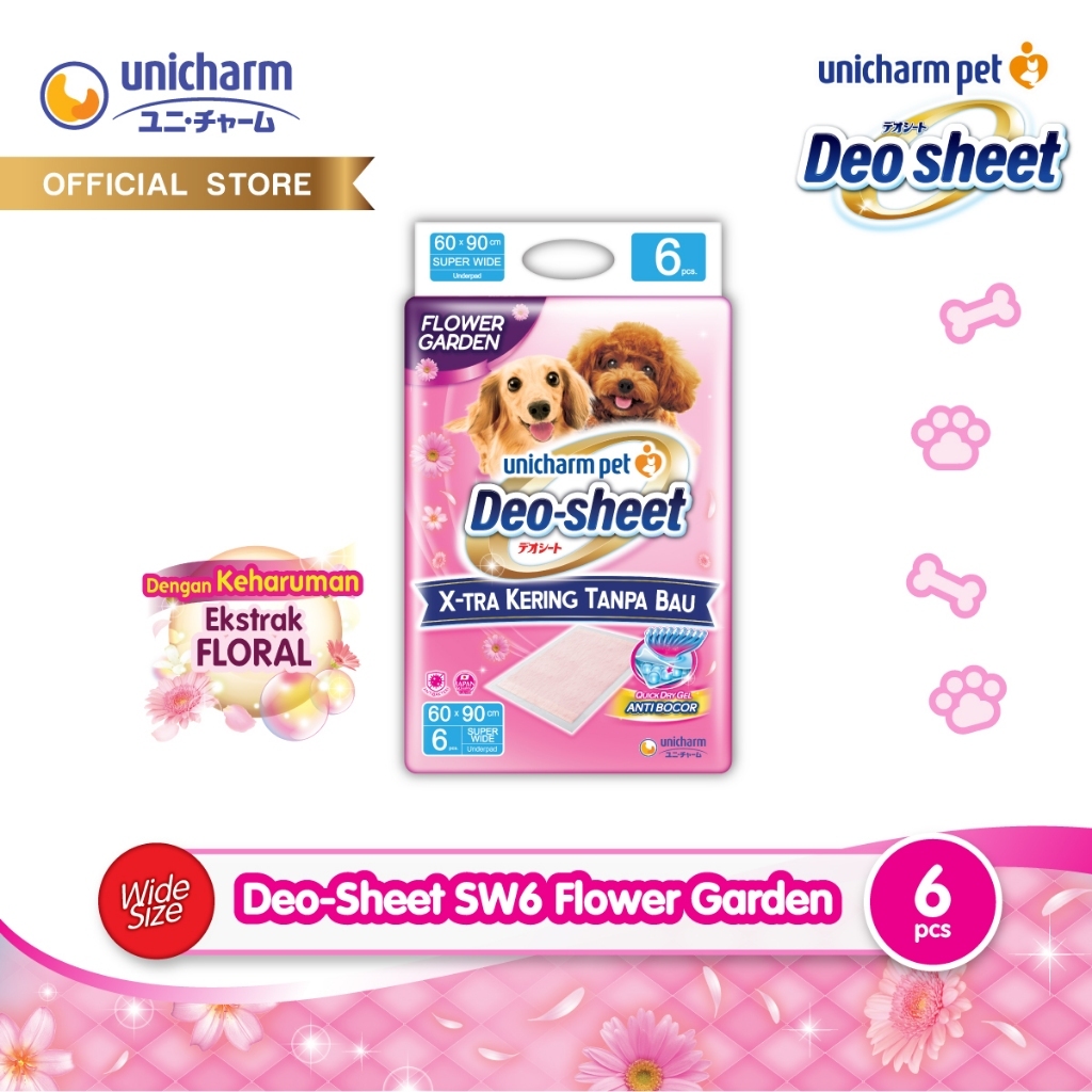 Jual Unicharm Pet - Deo Sheet Super Wide SW6/6pcs 60x90cm (FLOWER GARDEN) FRESHPACK / Underpad ...