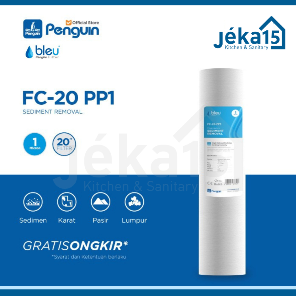 Jual PENGUIN CARTRIDGE FILTER 20" PP 1 MICRON | Shopee Indonesia