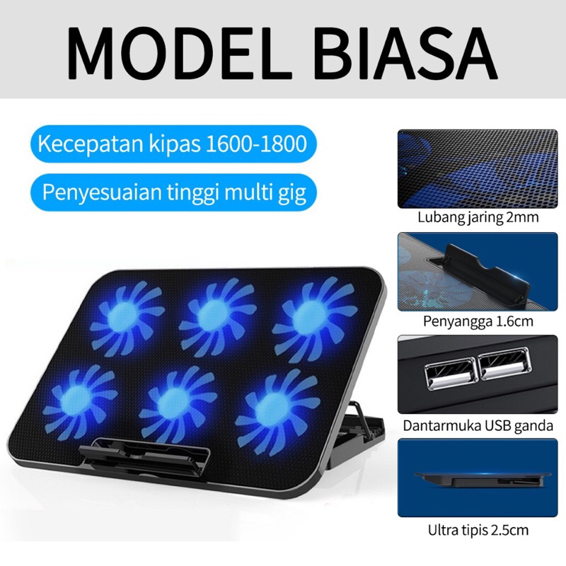 Jual Cooler Laptop Kipas 6 Fan - Coolingpad Laptop 6 Kipas Biru Unitech ...