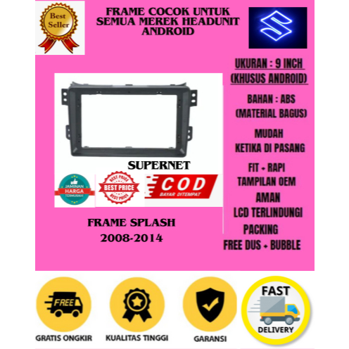 Jual Frame Head Unit Android 9 inch SUZUKI Splash 2008 2014 | Shopee ...