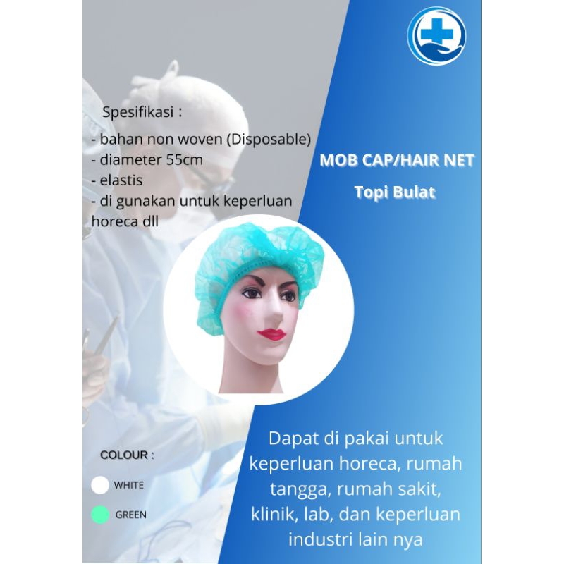 Jual MOBCAP / HAIRNET penutup rambut non woven (disposable) | Shopee ...