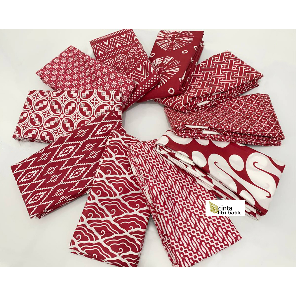 Jual KAIN BATIK MERAH PUTIH MURAH KATUN HALUS UKURAN PANJANG MOTIF ...