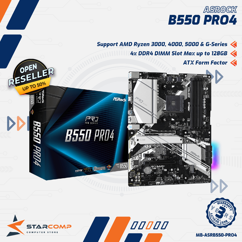 Jual Asrock B550 Pro4 AMD AM4 DDR4 USB3.2 SATA3 Motherboard | Shopee ...