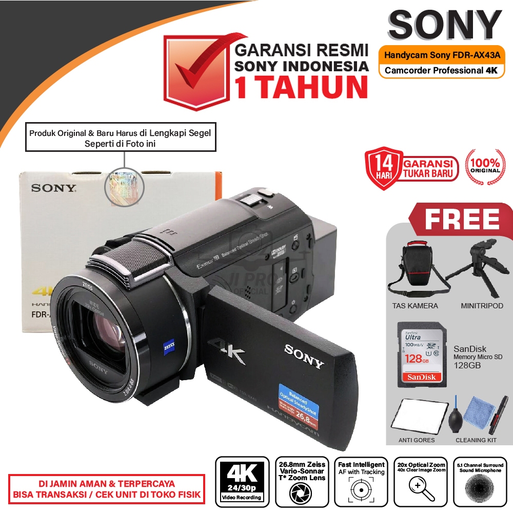 Jual Sony FDR-AX43A Ultra HD 4K Handycam Camcorder UHD Sony AX 43A AX43 A | Shopee Indonesia