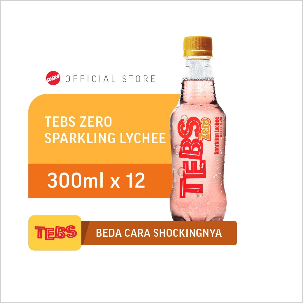 Jual TEBS ZERO Sparkling Lychee PET 300ml isi 12pcs | Shopee Indonesia