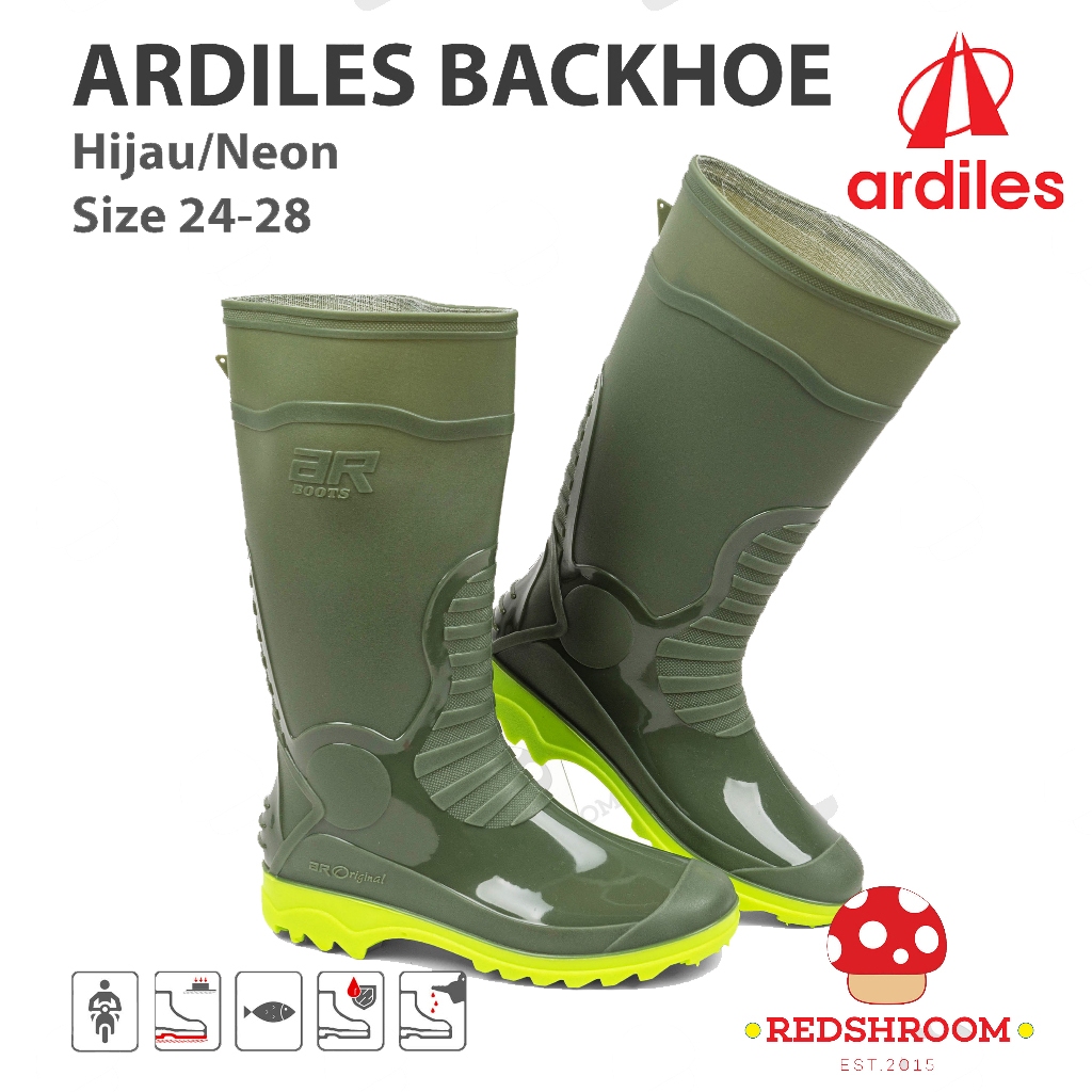 Jual Sepatu Boot Tinggi ARDILES BACKHOE Hijau Neon AR Boots Karet Lokal ...