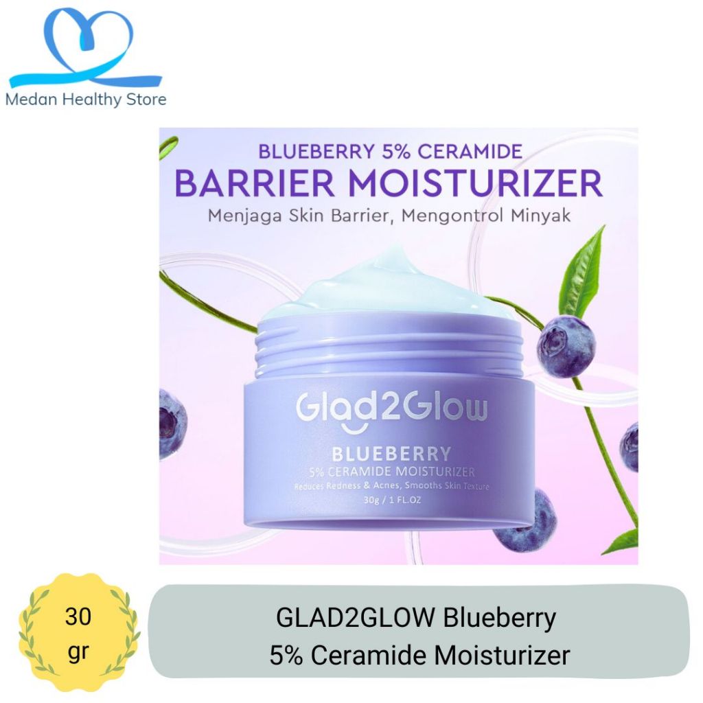Jual GLAD2GLOW G2G BLUEBERRY 5% Ceramide Moisturizer 30 gram, ED ...