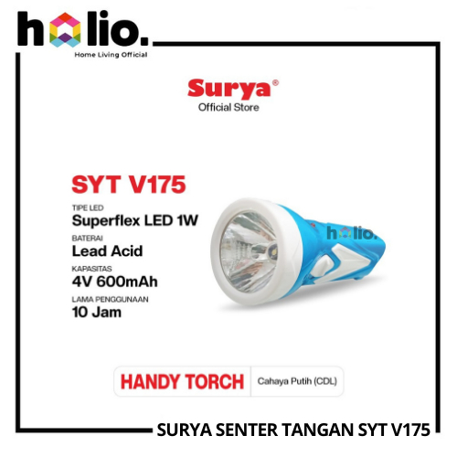 Jual Holio SURYA Senter Tangan Cas Super LED 1W - 1 Watt 600mAh SYT ...