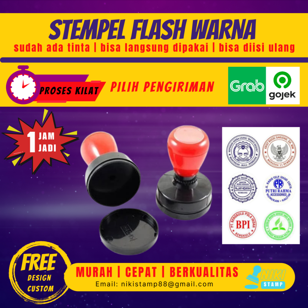 Jual Stempel Warna Otomatis Bulat | Stempel Flash | Stempel Logo Custom | Stempel Bisa Diisi ...