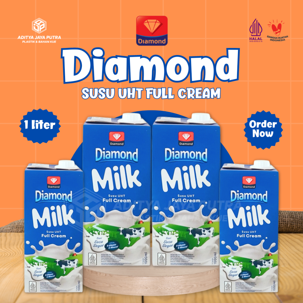 Jual DIAMOND Milk Susu UHT Full Cream 1000 ml | Shopee Indonesia
