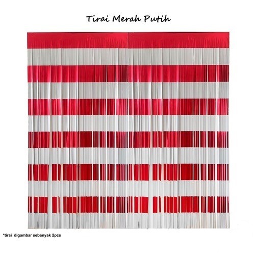 Jual Tirai Rumbai Foil Curtain Backdrop Merah Putih HUT RI | Shopee ...