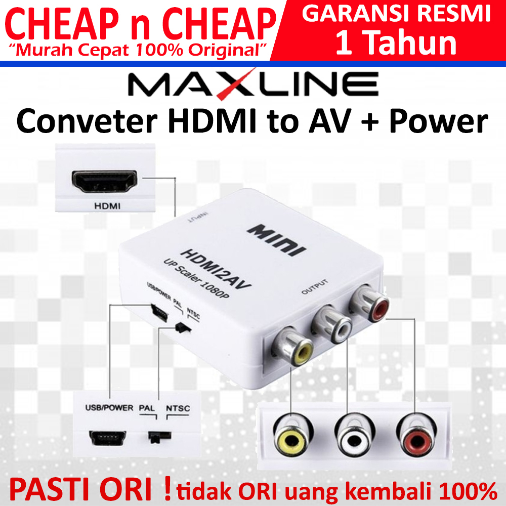 Jual Converter HDMI to AV Mini Adapter HD Video + Power Maxline ...