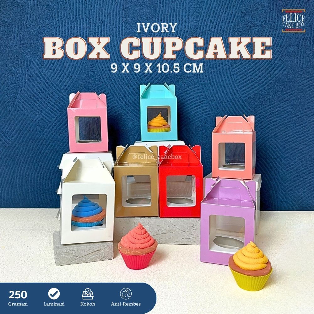 Jual BOX CUPCAKE IVORY POLOS 9X9X10.5 CM isi 10 pcs FREE THANK YOU CARD ...