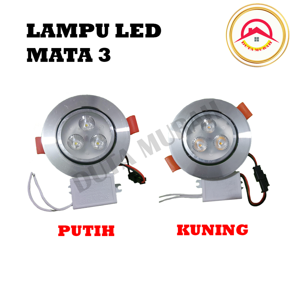Jual Lampu Downlight led panel 3 Mata 3 watt lampu led Putih & Kuning ...