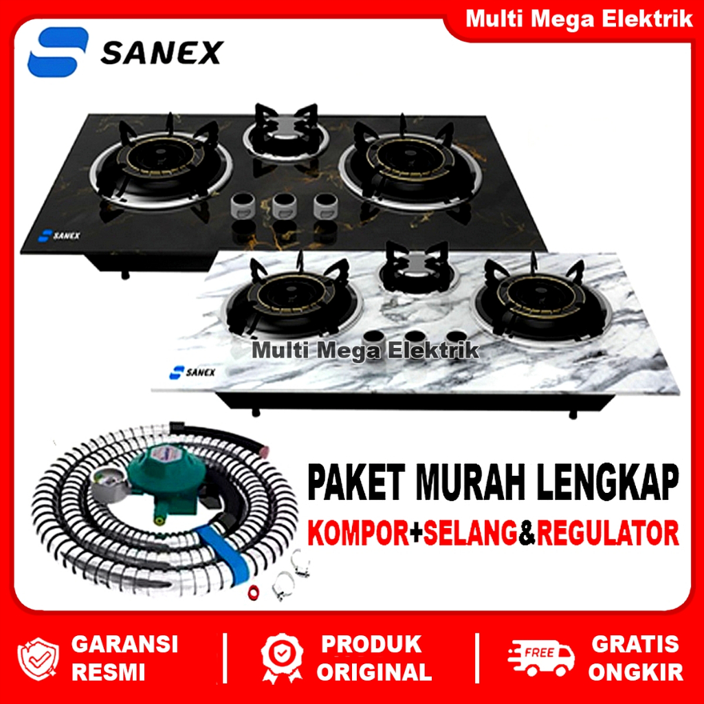 Jual [COD] KOMPOR GAS KACA SANEX SN-KT301 / SNKT201 3 / 2 TUNGKU 2IN1 BISA TANAM DAN DUDUK MURAH ...