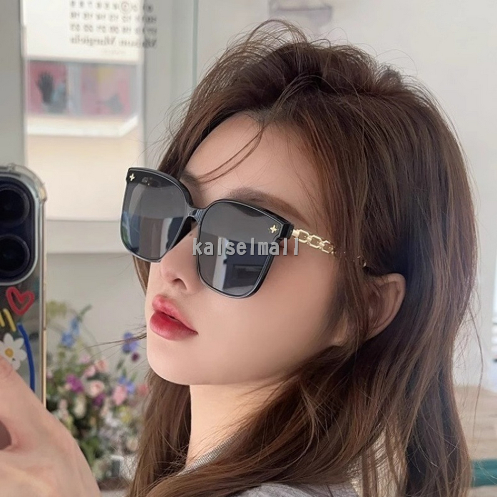 Jual Kacamata Hitam Wanita Frame Model Rantai Logam Plastik Oversized ...