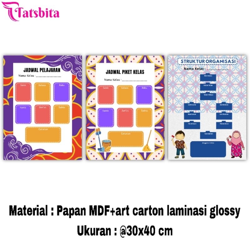Jual TATSBITA Pajangan Hiasan Dinding Dekorasi Wall Decor Jadwal Pelajar, Piket & Struktur ...