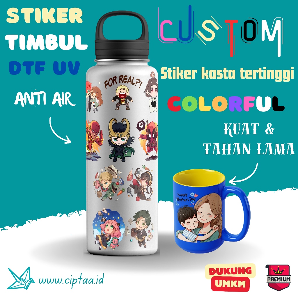 Jual Sticker Timbul DTF UV A3 A4 Print Custom | Stiker Kasta Tertinggi ...