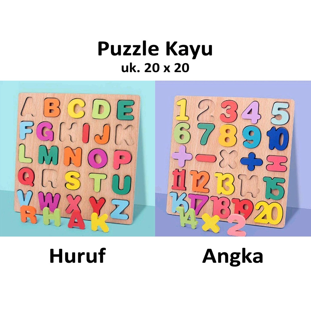Jual Mainan Puzzle Kayu Huruf Abjad ABC dan Angka 1-20 Tambah Kurang ...
