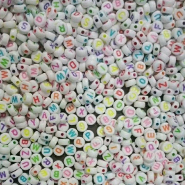 Jual Manik Huruf Putih Tulisan Rainbow Manik Huruf Putih Tulisan Hitam ...